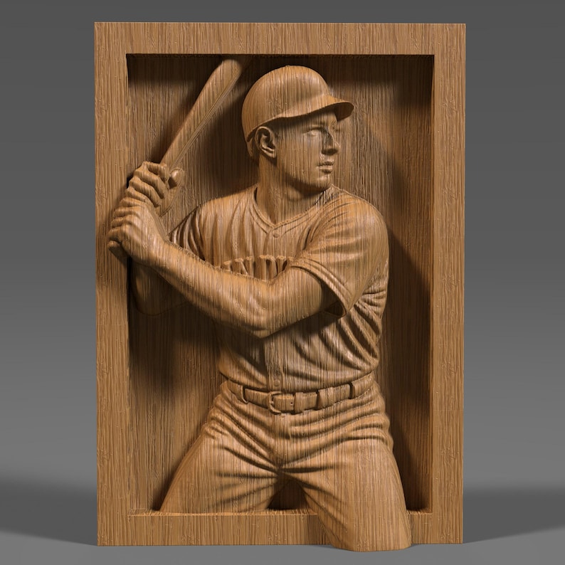 San Diego Baseball Player 3D STL File | CNC Wood Carving | Sports Bas ...