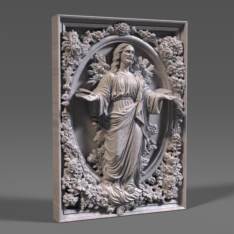 Jesus Christ 3D Relief Model: CNC Carving, Laser Engraving (digital ...