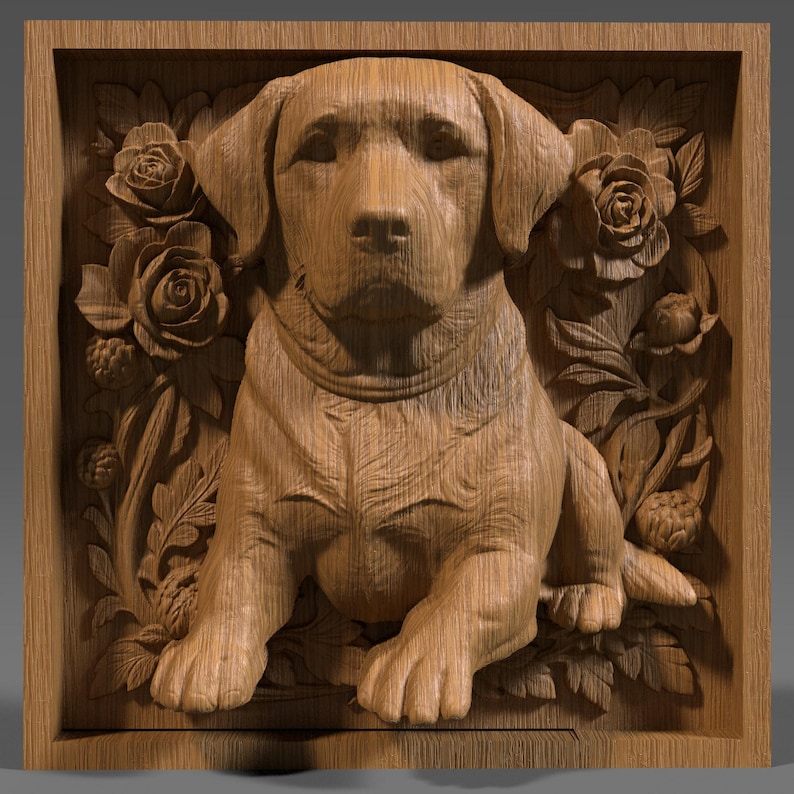Labrador Retriever Dog 3D STL File | CNC Dog Wood Carving | Digital ...