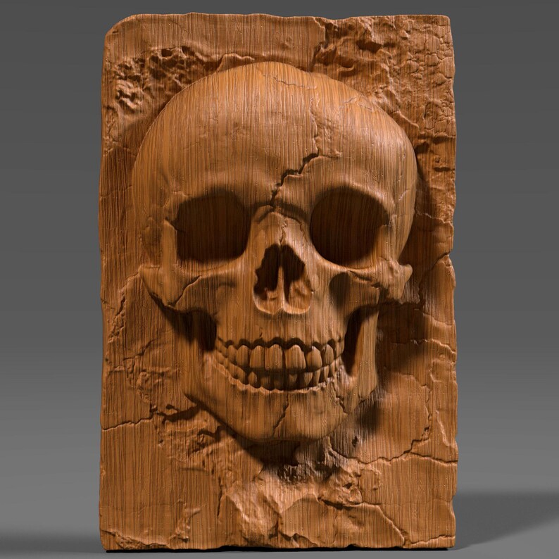 Skull Bas Relief STL File for CNC | 3D Skull Wall Panel | Laser ...