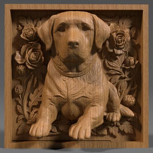 Labrador Retriever Dog 3D STL File | CNC Dog Wood Carving | Digital ...