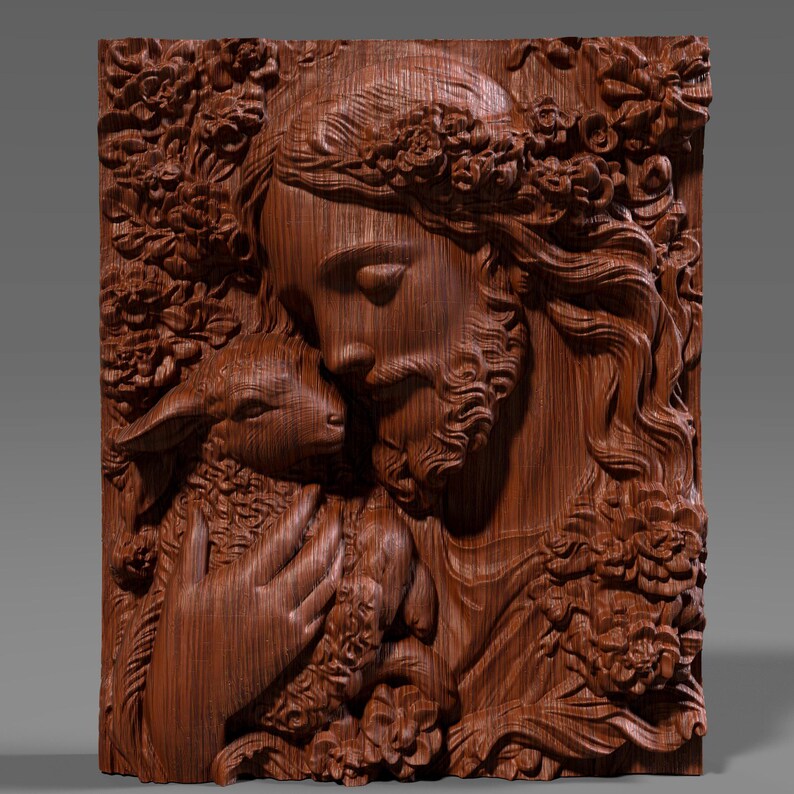 Jesus With Lamb Bas Relief STL File | Christian 3D Wall Art for CNC ...