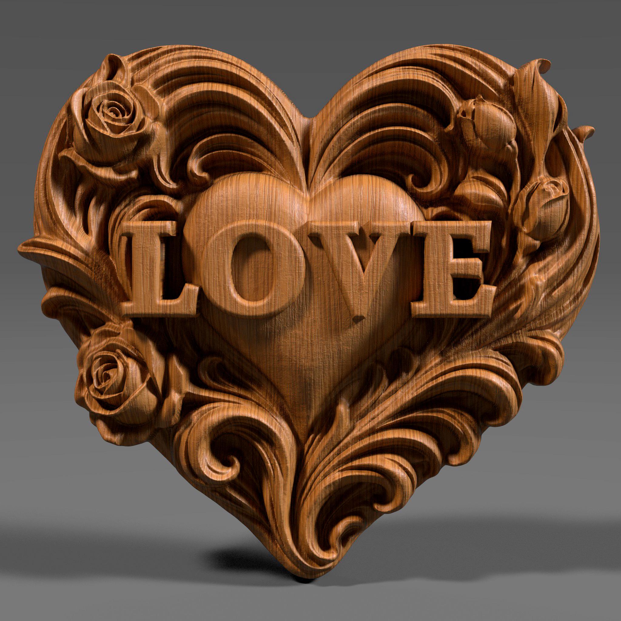 Valentines Day Decor | LOVE Heart | 3D Bas Relief STL | CNC Wall Art ...