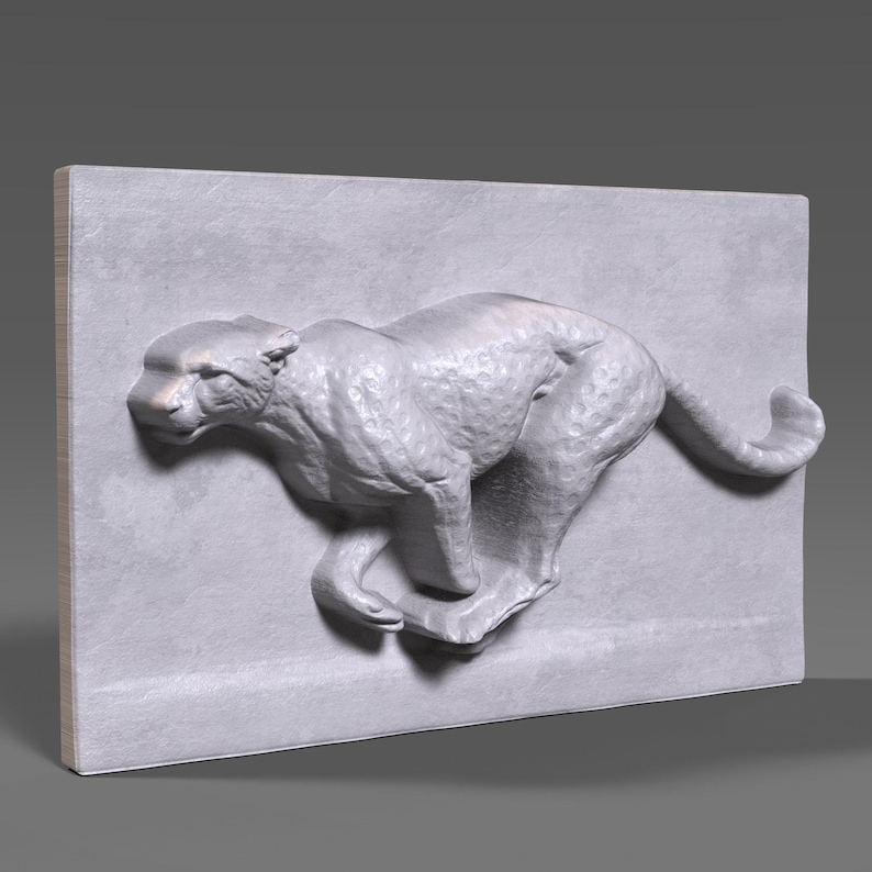 Running Cheetah Bas Relief |wall Art | Wildlife Carving | Animal ...