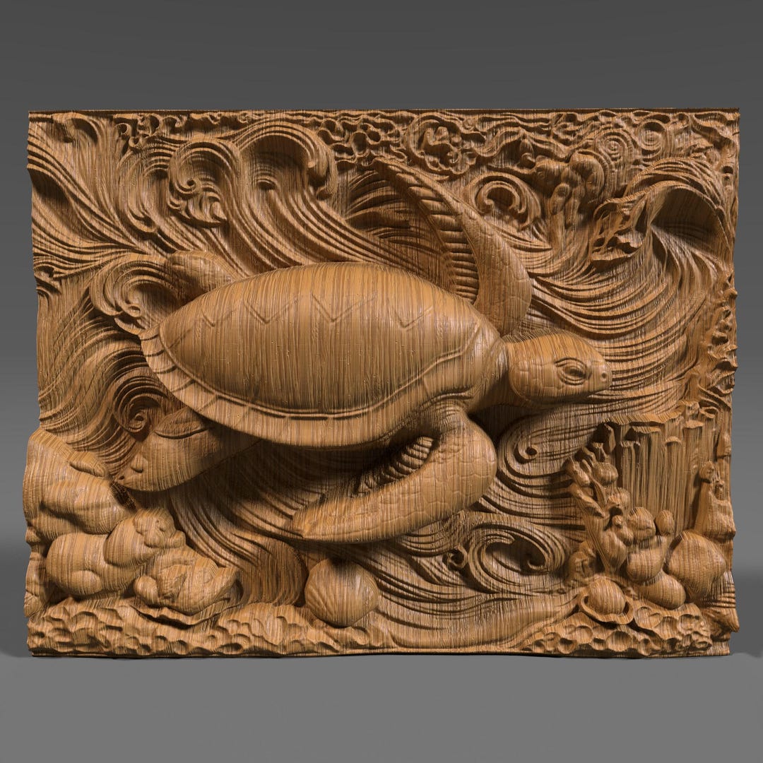 Sea Turtle 3D STL File | CNC Wood Carving | 3D Printing | Digital ...