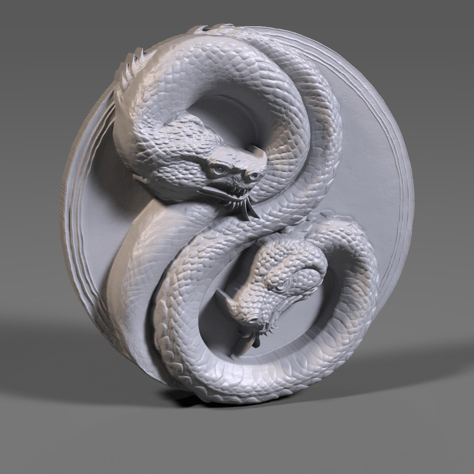 Year of the Snake Yin Yang Bas Relief: CNC, Laser, 3D Print (digital ...