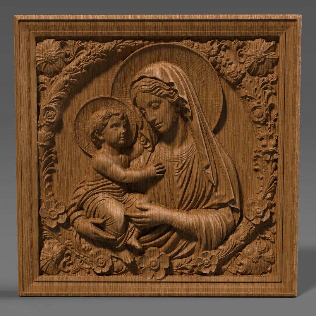 Mother Mary & Jesus STL File: 3D Relief Model for CNC, Laser, Print ...