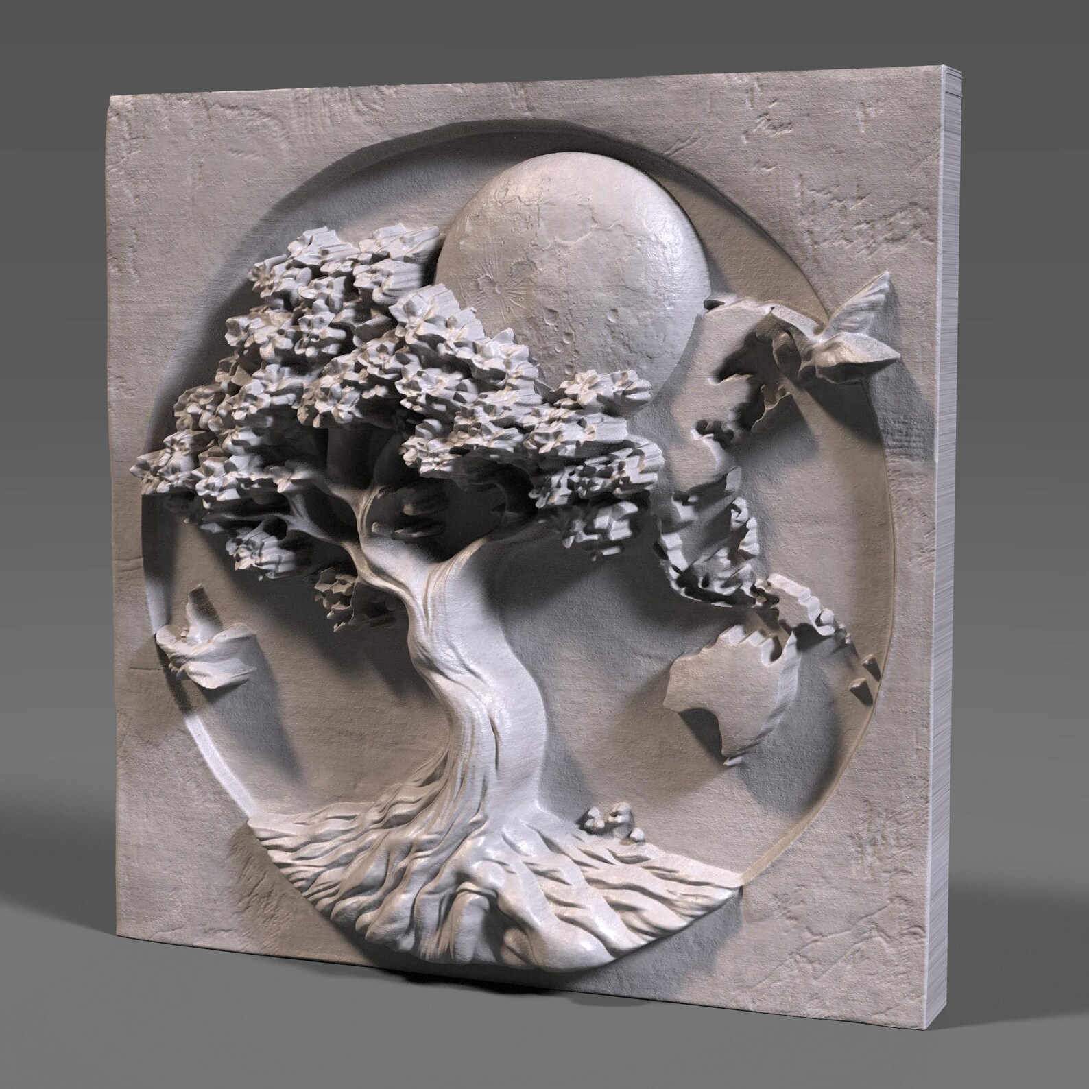 Earth Day Tree of Life 3D Relief Model: CNC Carving STL (digital ...