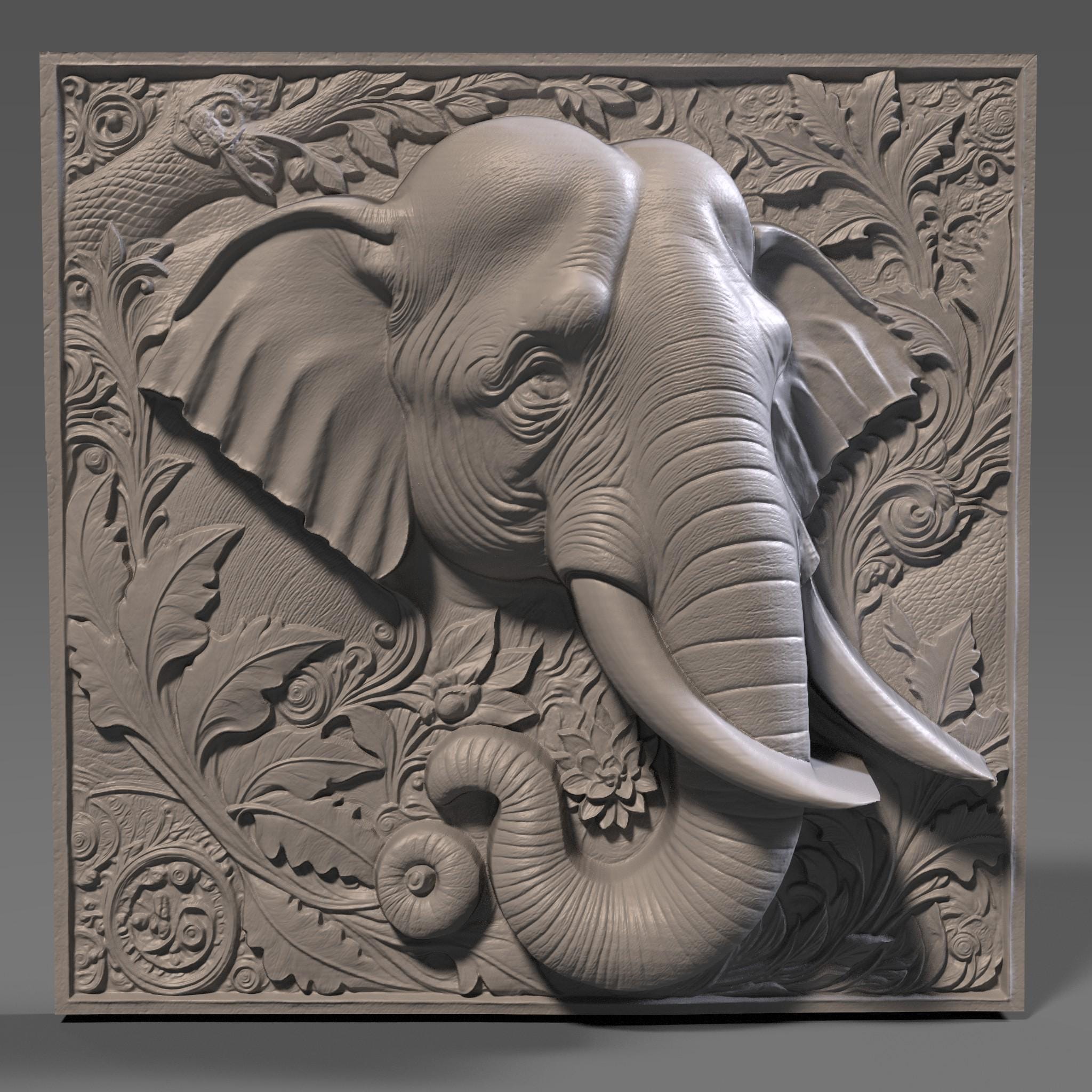 Elephant 3D Relief Model: CNC Carving, Laser Engraving (STL File) - Etsy