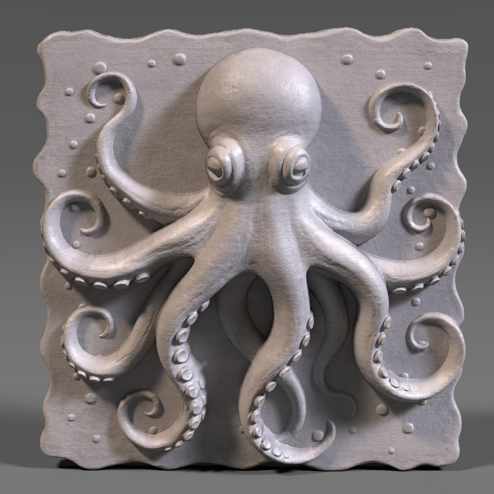 Octopus 3D Relief STL File: CNC Carving, Laser Engraving (digital ...