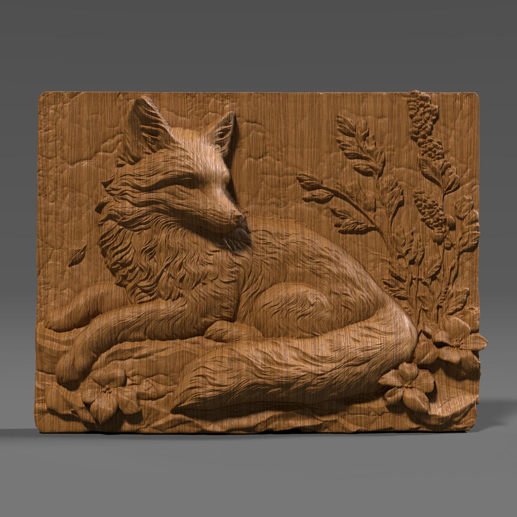 Fox Bas Relief STL: Woodland Animal Carving, CNC Laser 3D Print ...