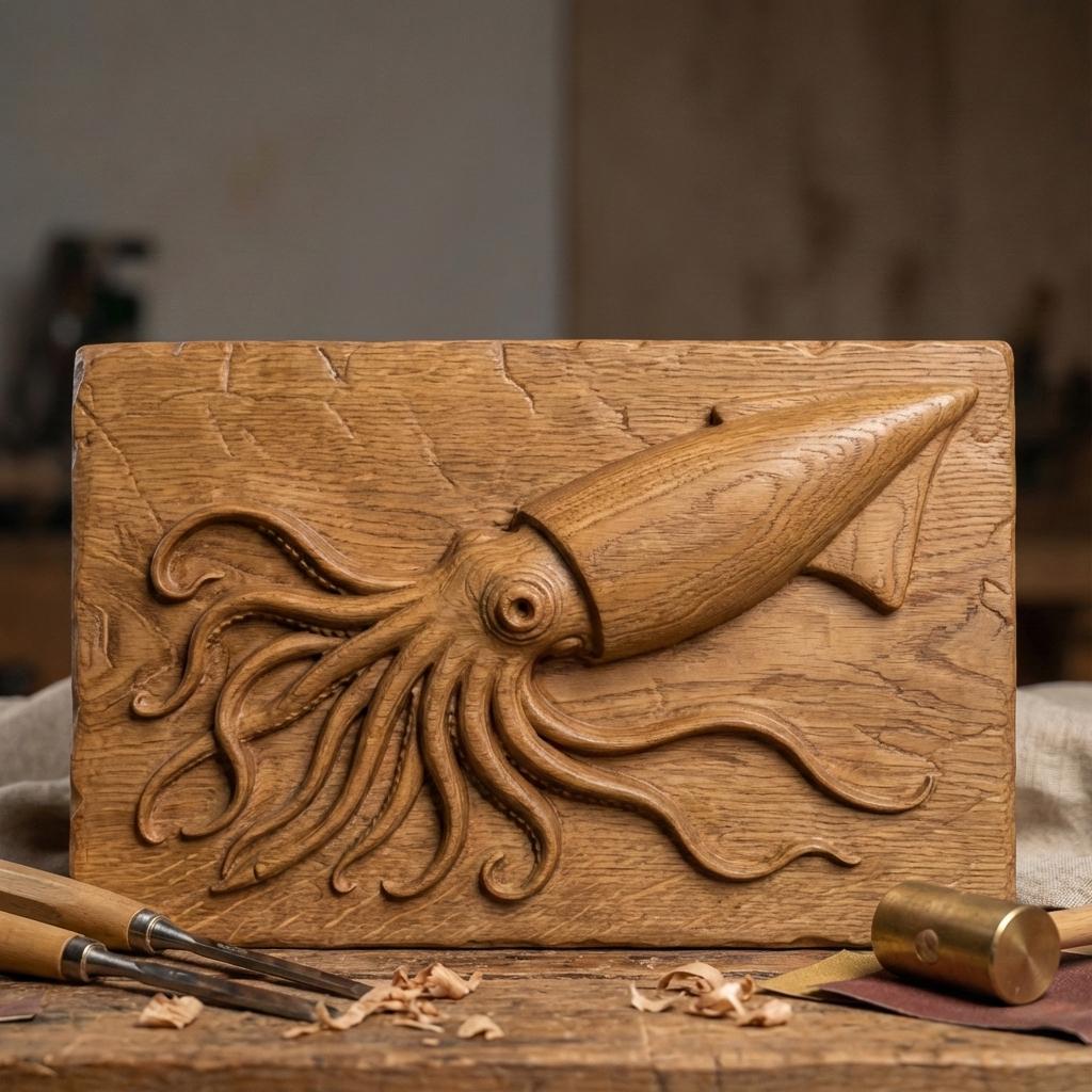 Squid Bas Relief 3D Model: CNC Laser Engraving (STL + Depth Map) - Etsy