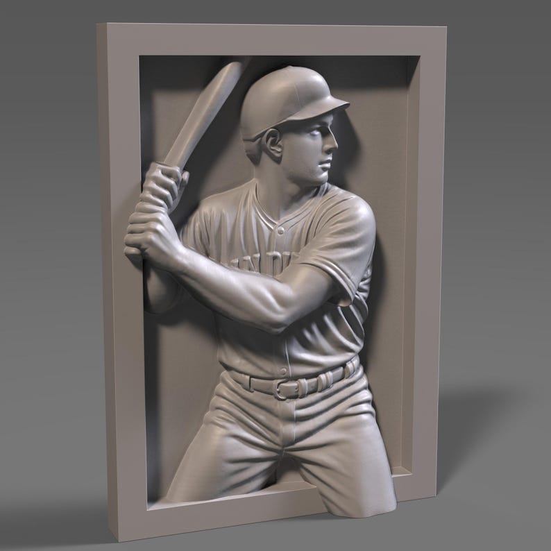 San Diego Baseball Player 3D STL File | CNC Wood Carving | Sports Bas ...