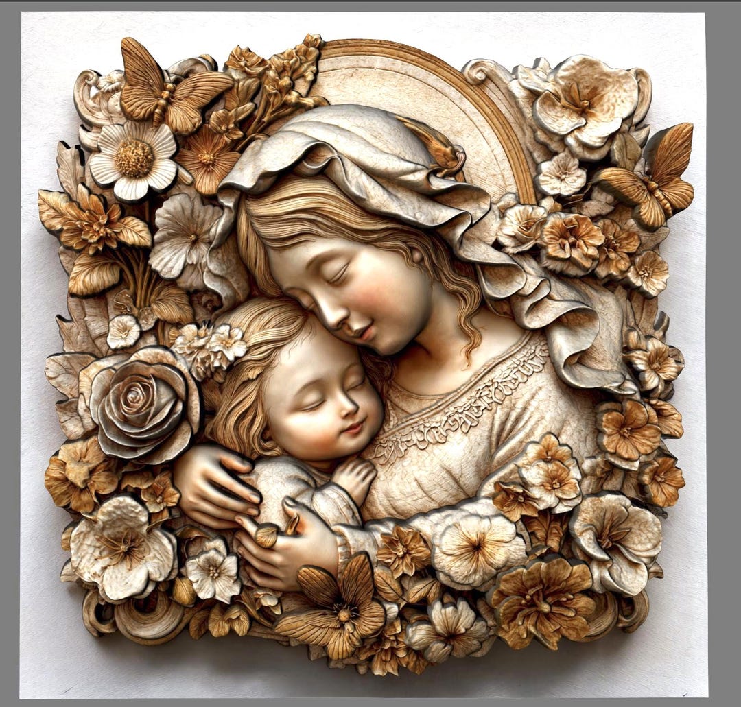 Mother & Child Relief Model: CNC Carving, Laser Engraving, 3D Printing ...