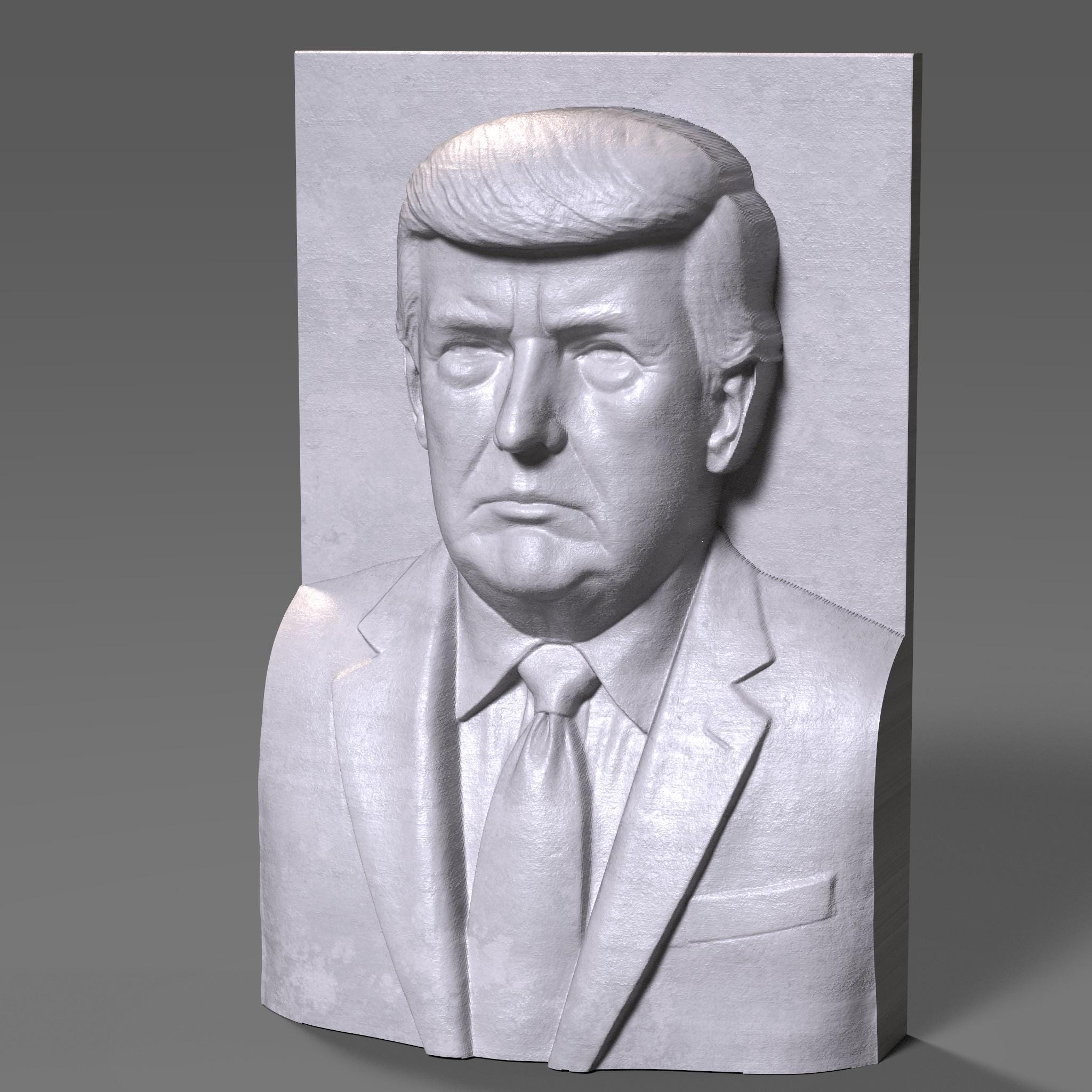 Donald Trump Bust Bas Relief: 3D STL File for CNC, Laser, Print ...