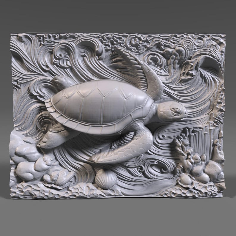 Sea Turtle 3D STL File | CNC Wood Carving | 3D Printing | Digital ...