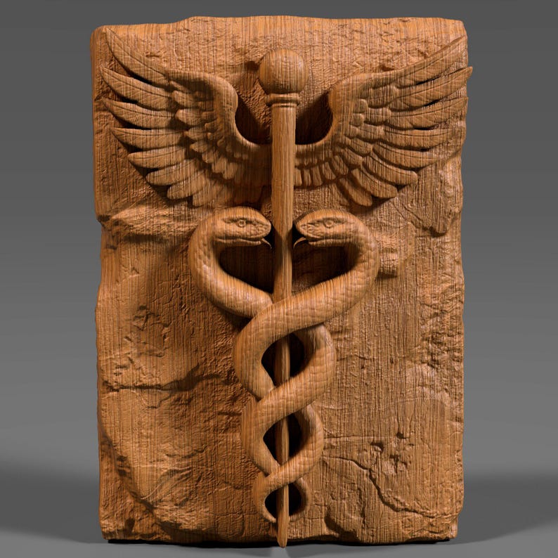 Caduceus Symbol STL | 3D Medical Wall Art for CNC, Laser Embosing, 3D ...