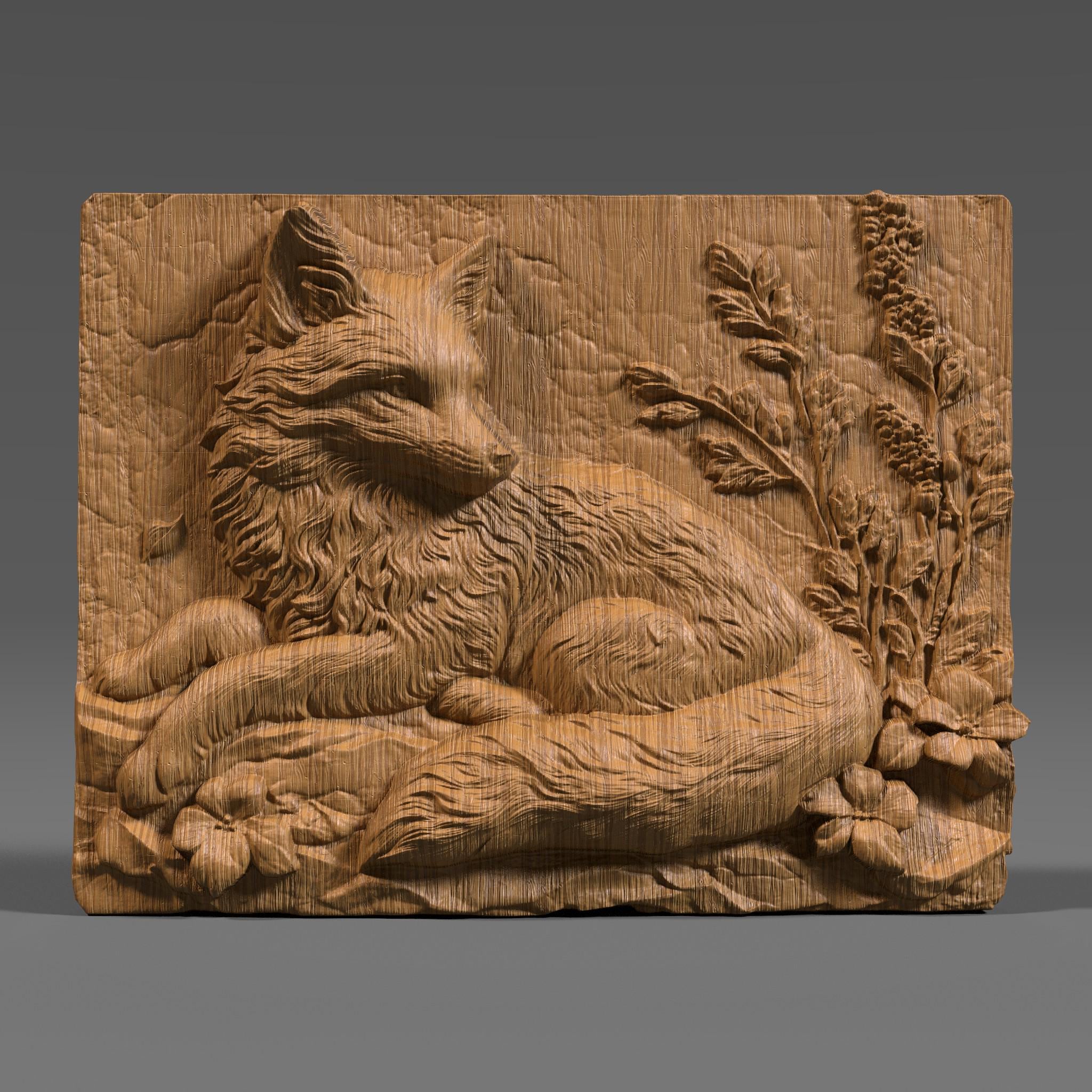 Fox Bas Relief STL: Woodland Animal Carving, CNC Laser 3D Print ...