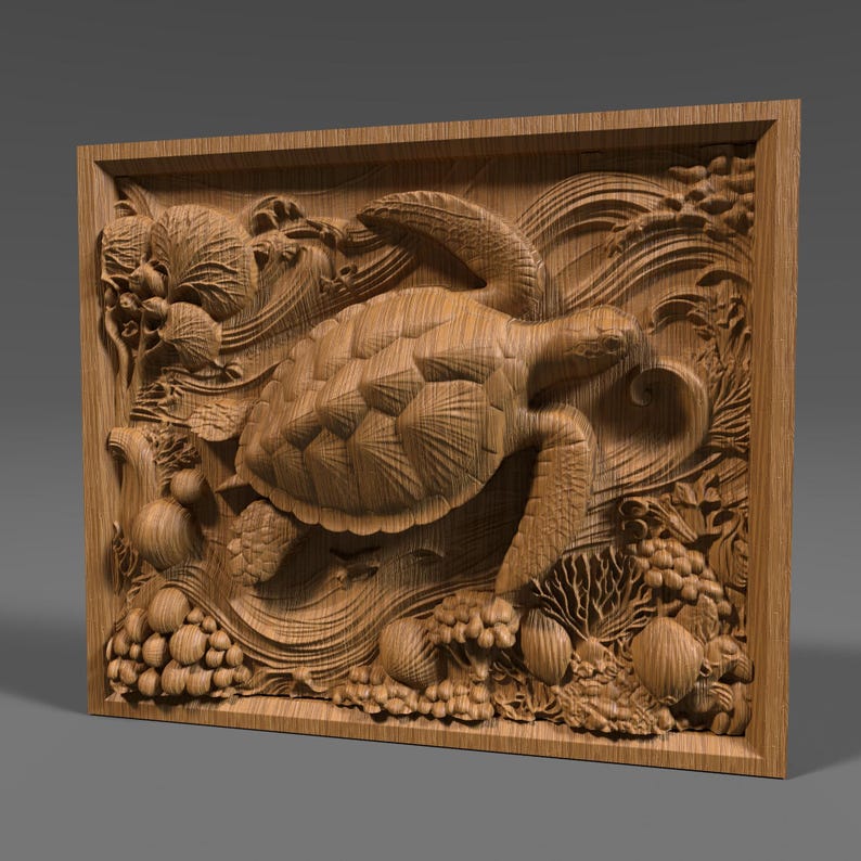 Sea Turtle 3D STL File | CNC Wood Carving | 3D Printing | Digital ...