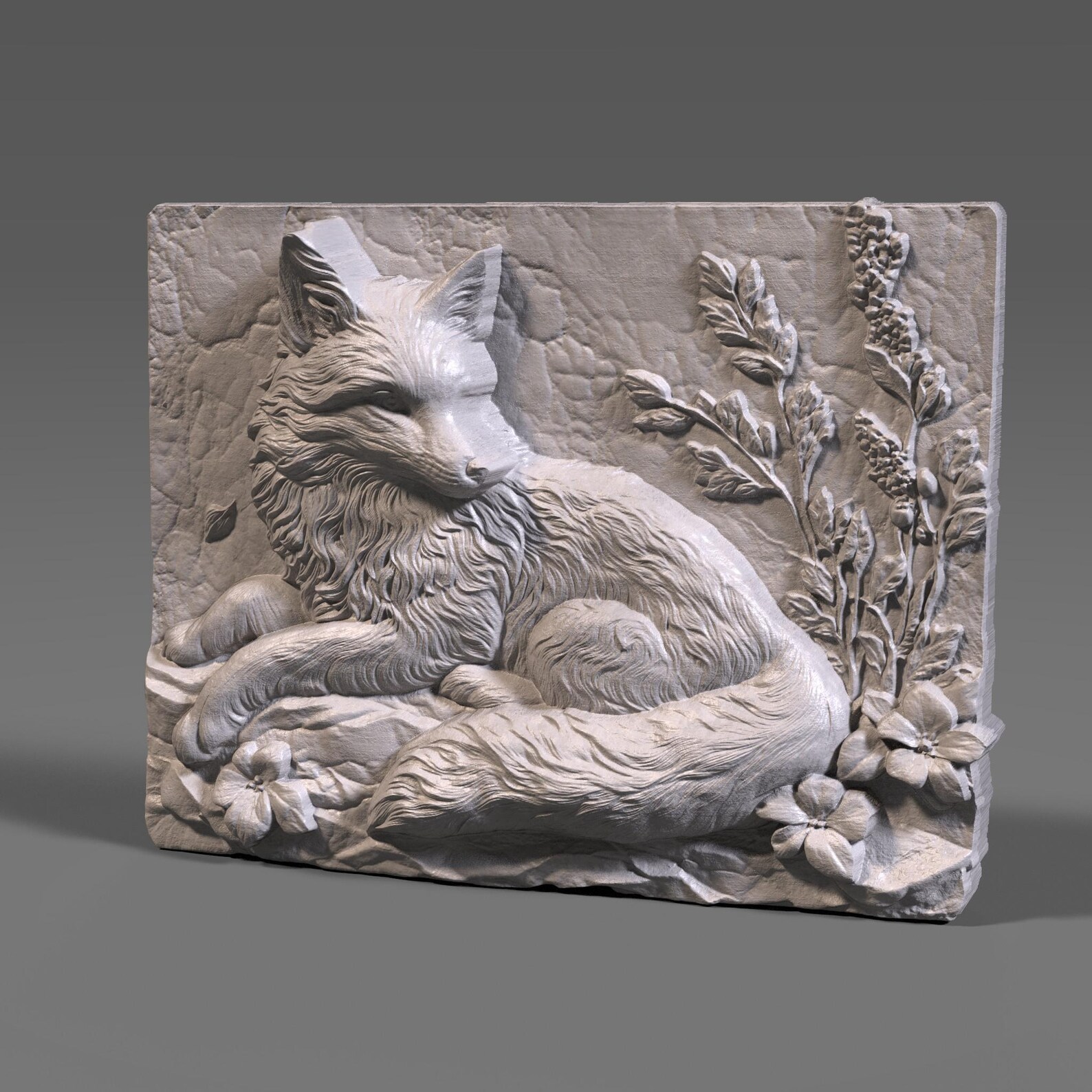 Fox Bas Relief STL: Woodland Animal Carving, CNC Laser 3D Print ...