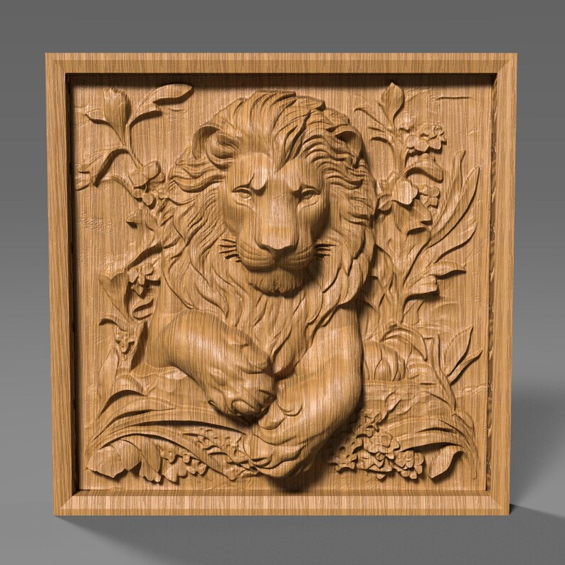 Lion Head 3D STL File | CNC Wood Carving | 3D Printing | Digital ...