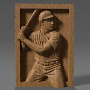 San Diego Baseball Player 3D STL File | CNC Wood Carving | Sports Bas ...