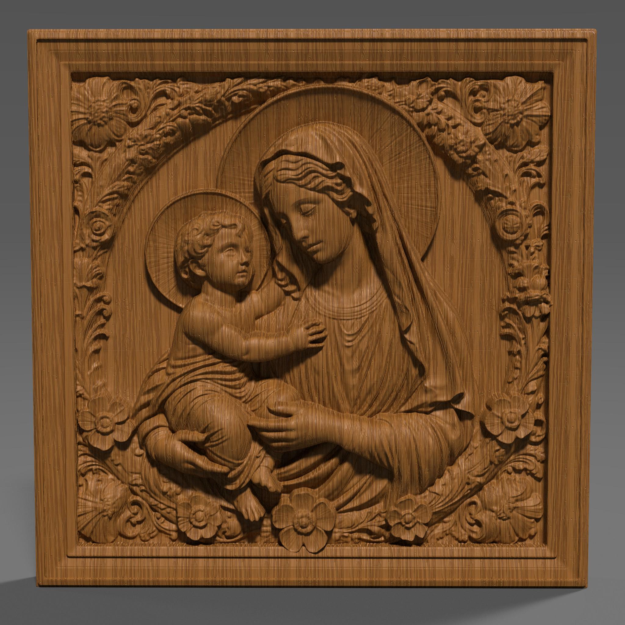 Mother Mary & Jesus STL File: 3D Relief Model for CNC, Laser, Print ...
