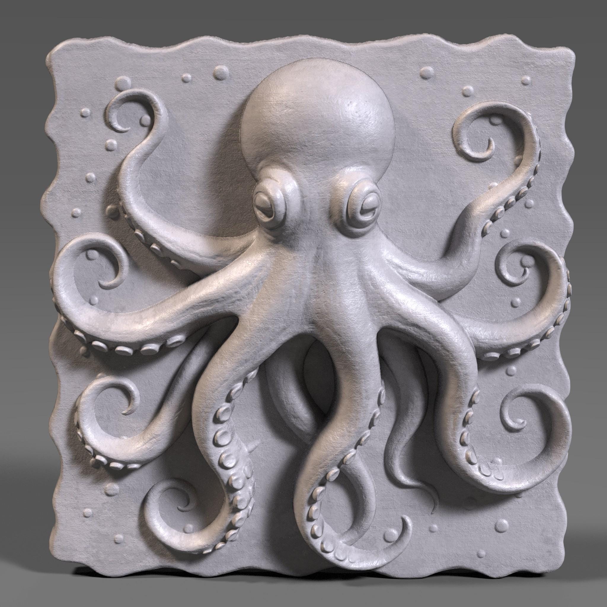 Octopus 3D Relief STL File: CNC Carving, Laser Engraving (digital ...