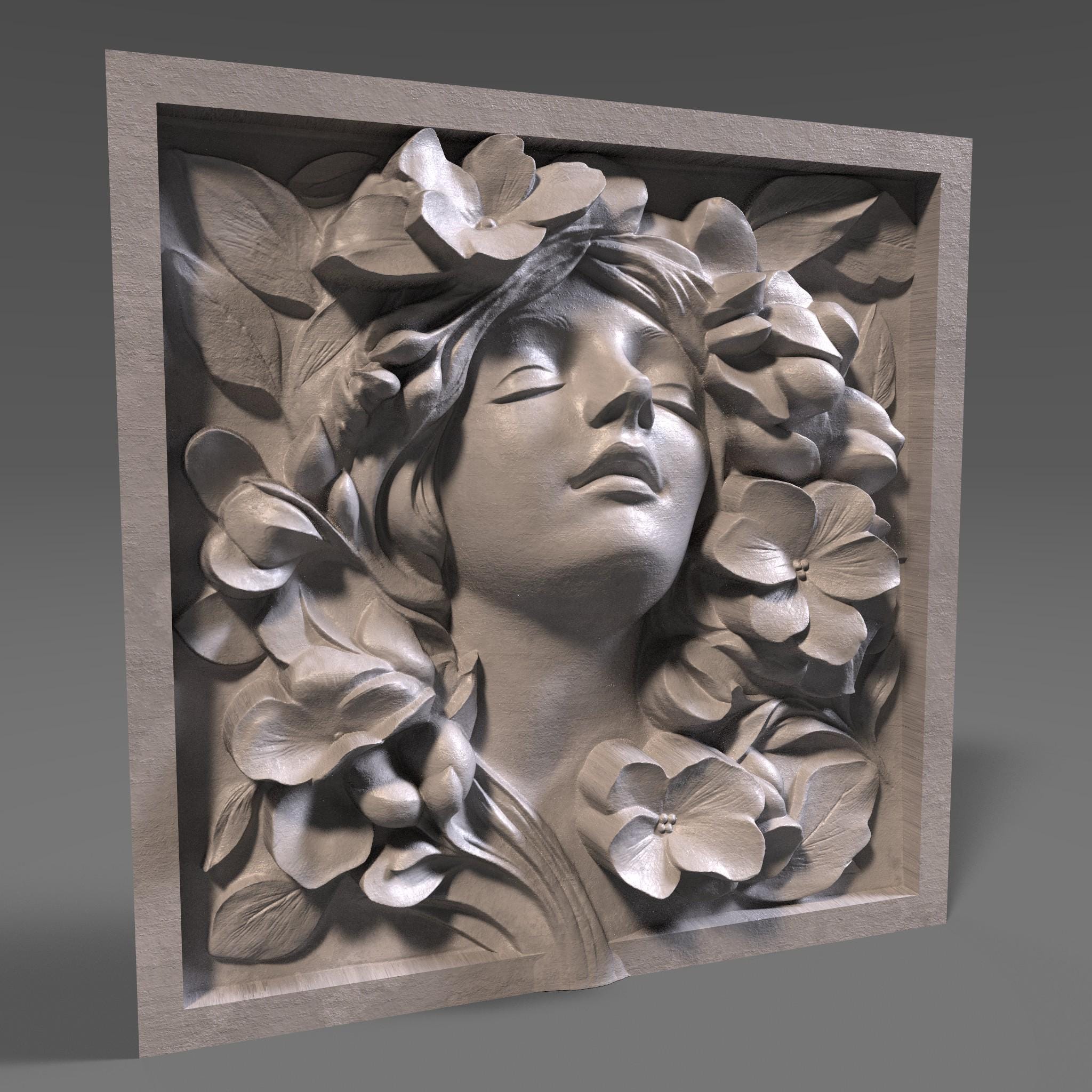 Floral Woman Bas Relief STL File: CNC Wood Carving (digital Download ...