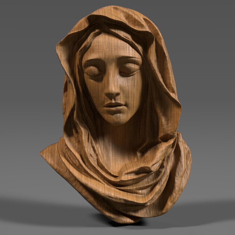 Mother Mary STL File | CNC Wood Carving | 3D Printing | Digital ...