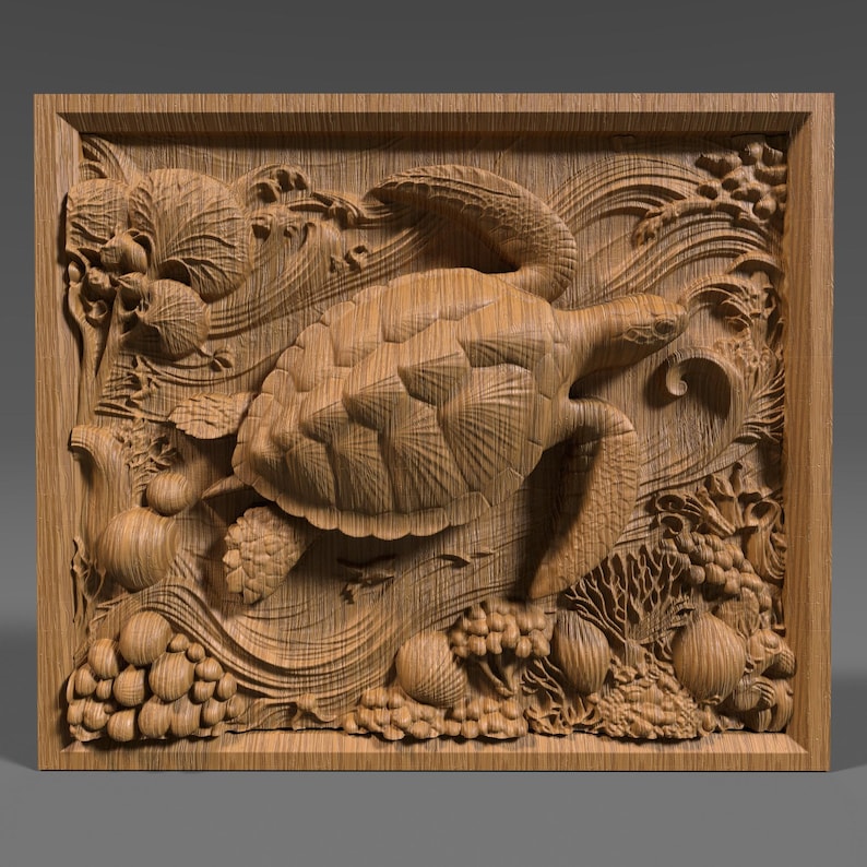 Sea Turtle 3D STL File | CNC Wood Carving | 3D Printing | Digital ...