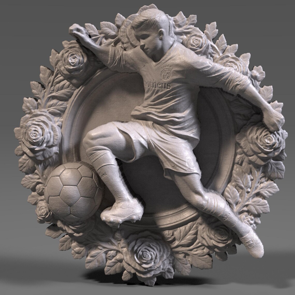 Soccer Player 3D Relief: CNC Wood Carving STL File (digital Download ...