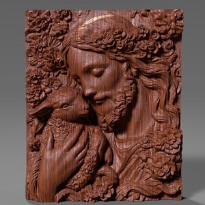 Jesus With Lamb Bas Relief STL File | Christian 3D Wall Art for CNC ...