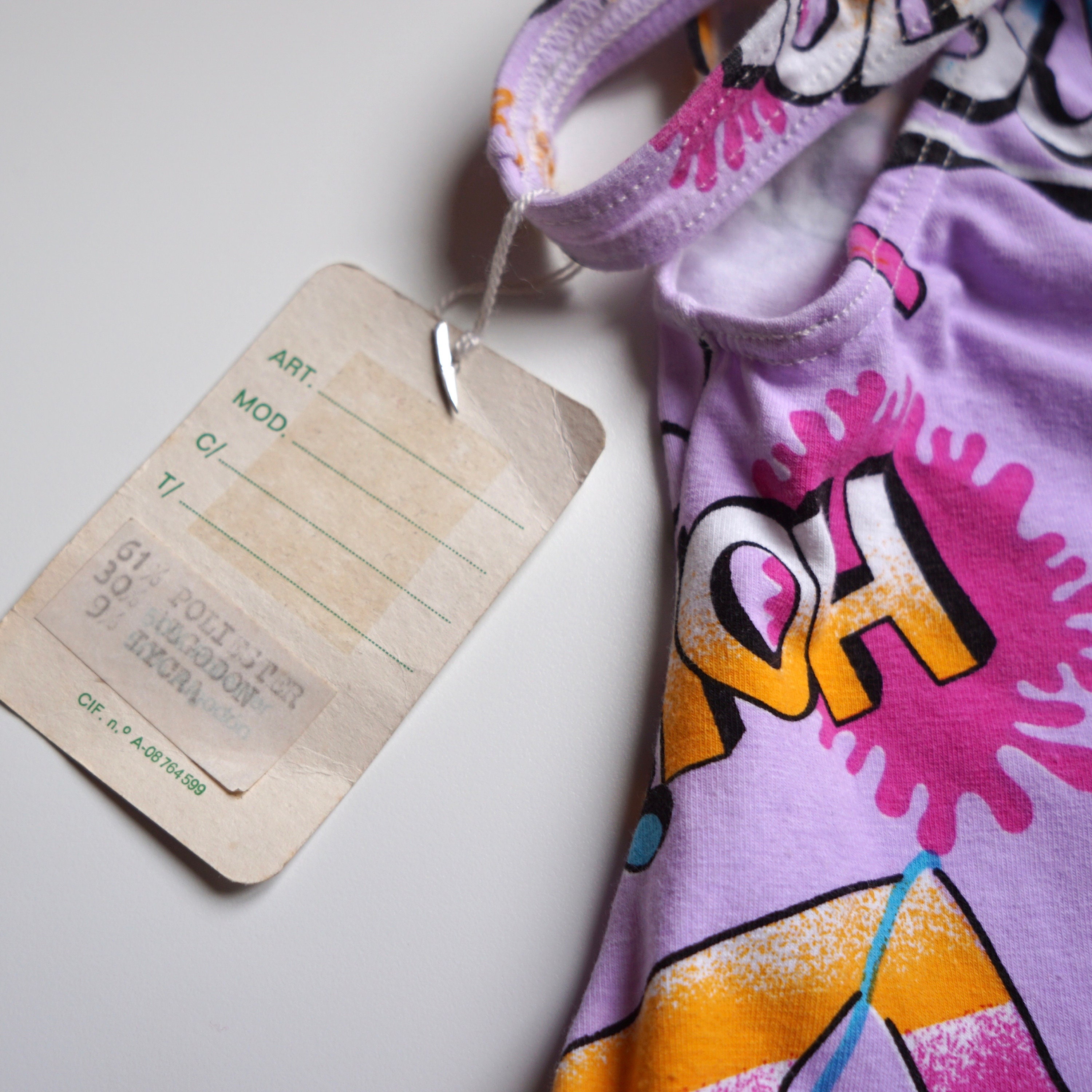 80s Lilac Cotton Surfing Print High Cut Bathingsuit / Vintage Deadstock ...