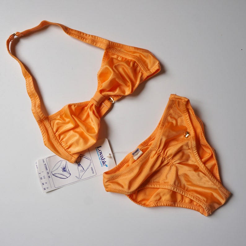 80s Peachy Ruched Brief Bikini Set / Vintage Deadstock Solid - Etsy