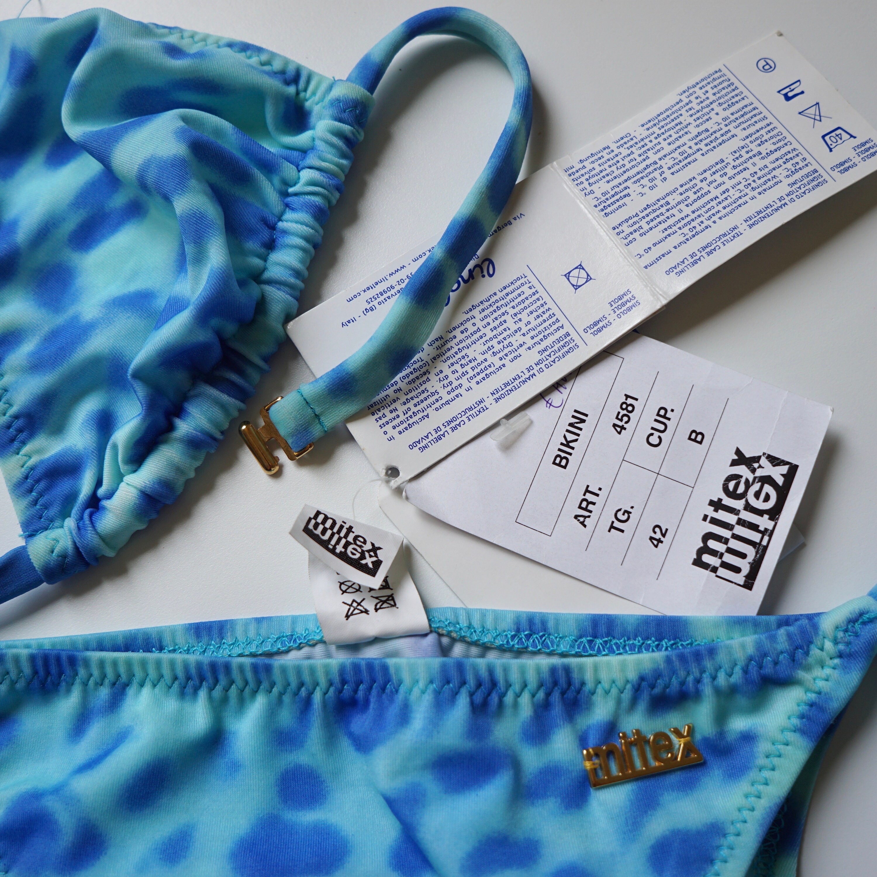 00s Aquatic Blue String Tie Triangle Bikini Set / Vintage Deadstock Two ...