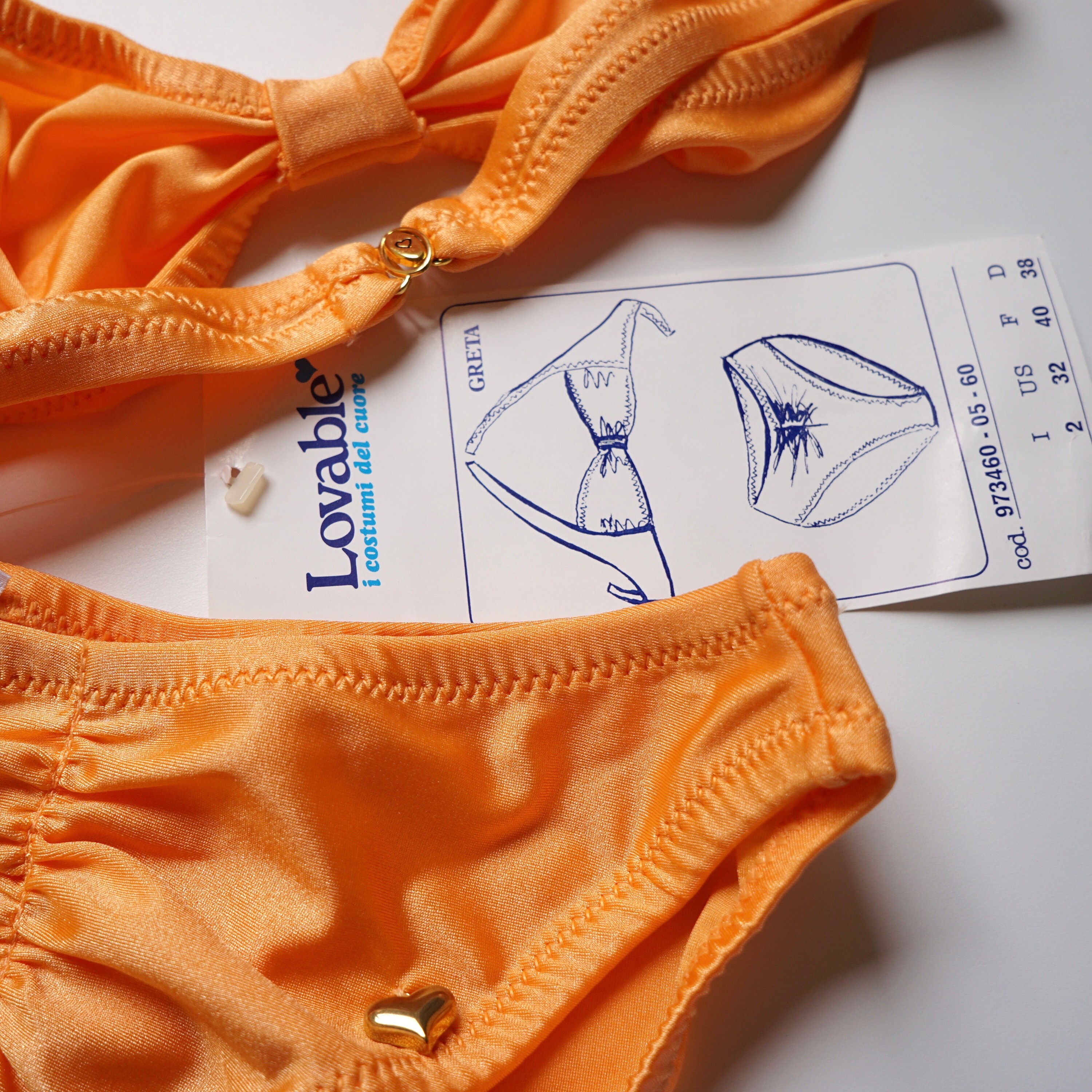 80s Peachy Ruched Brief Bikini Set / Vintage Deadstock Solid Pastel ...