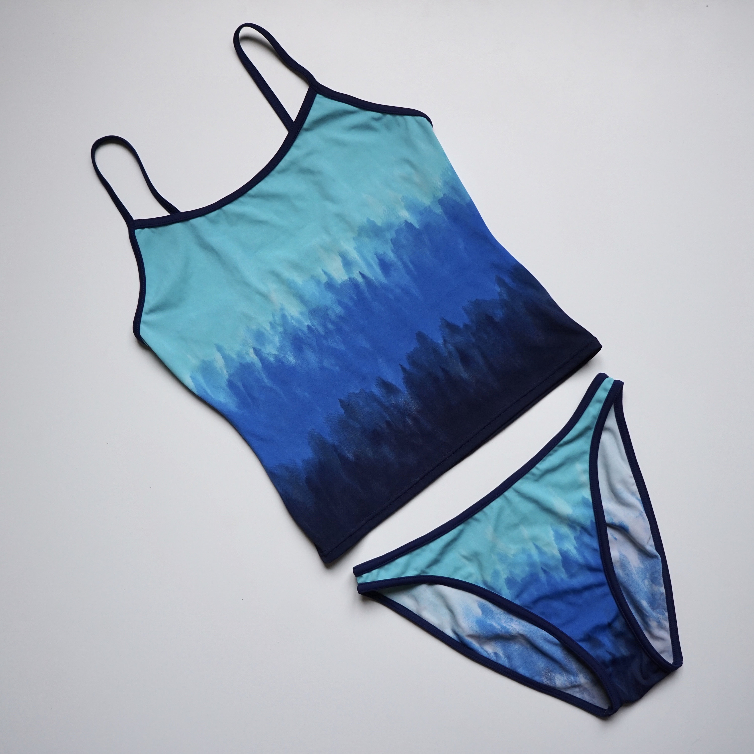 00s Y2k Watercolor Landscape Print Tankini Set / Vintage Deadstock ...