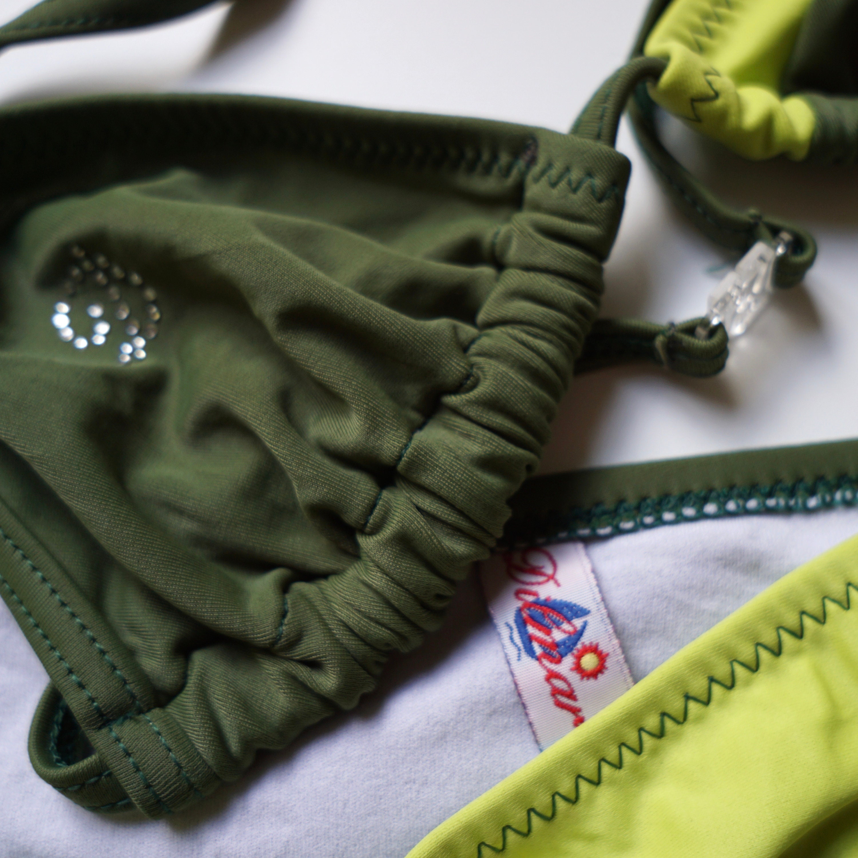 00s Y2k Duo Green Color Block Triangle Bikini Set / Vintage - Etsy