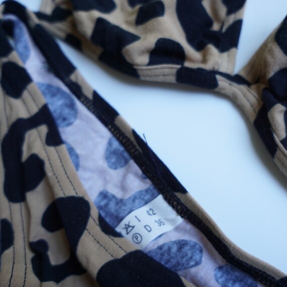 90s Leopard Print High Cut Triangle Bikini Set / Vint… - Gem