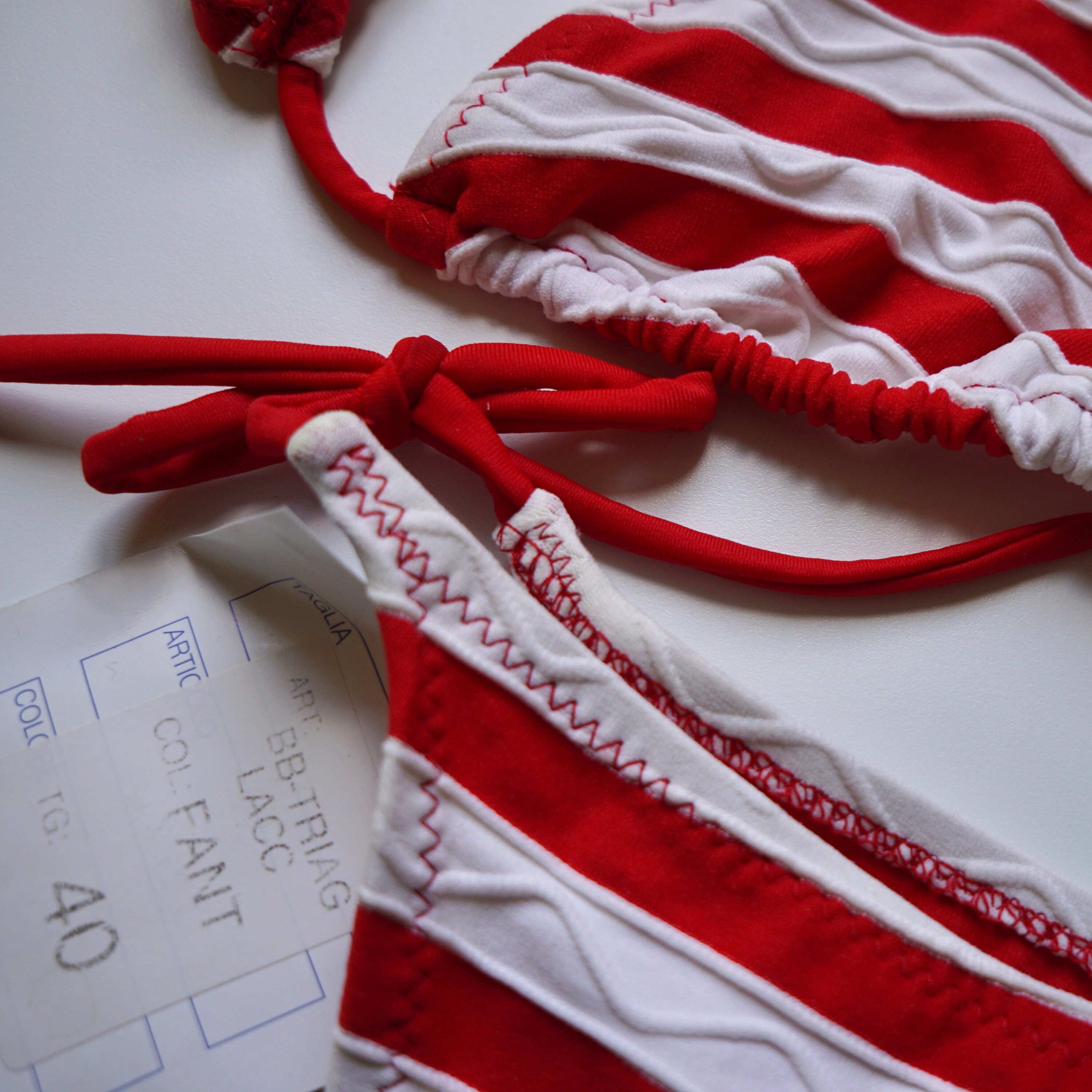 90s Red White Striped High Cut Bikini Set / Vintage Deadstock Sailor ...