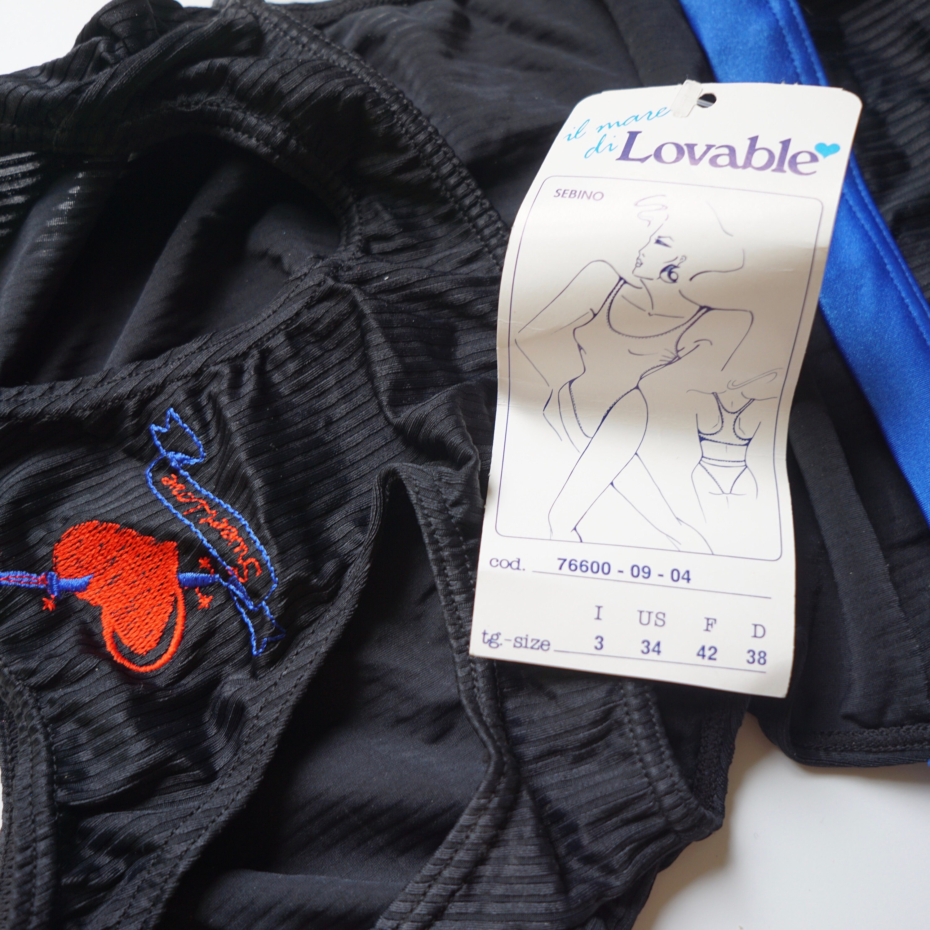 80s Racer Back Trikini Black One Piece Bathingsuit / Vintage Deadstock ...