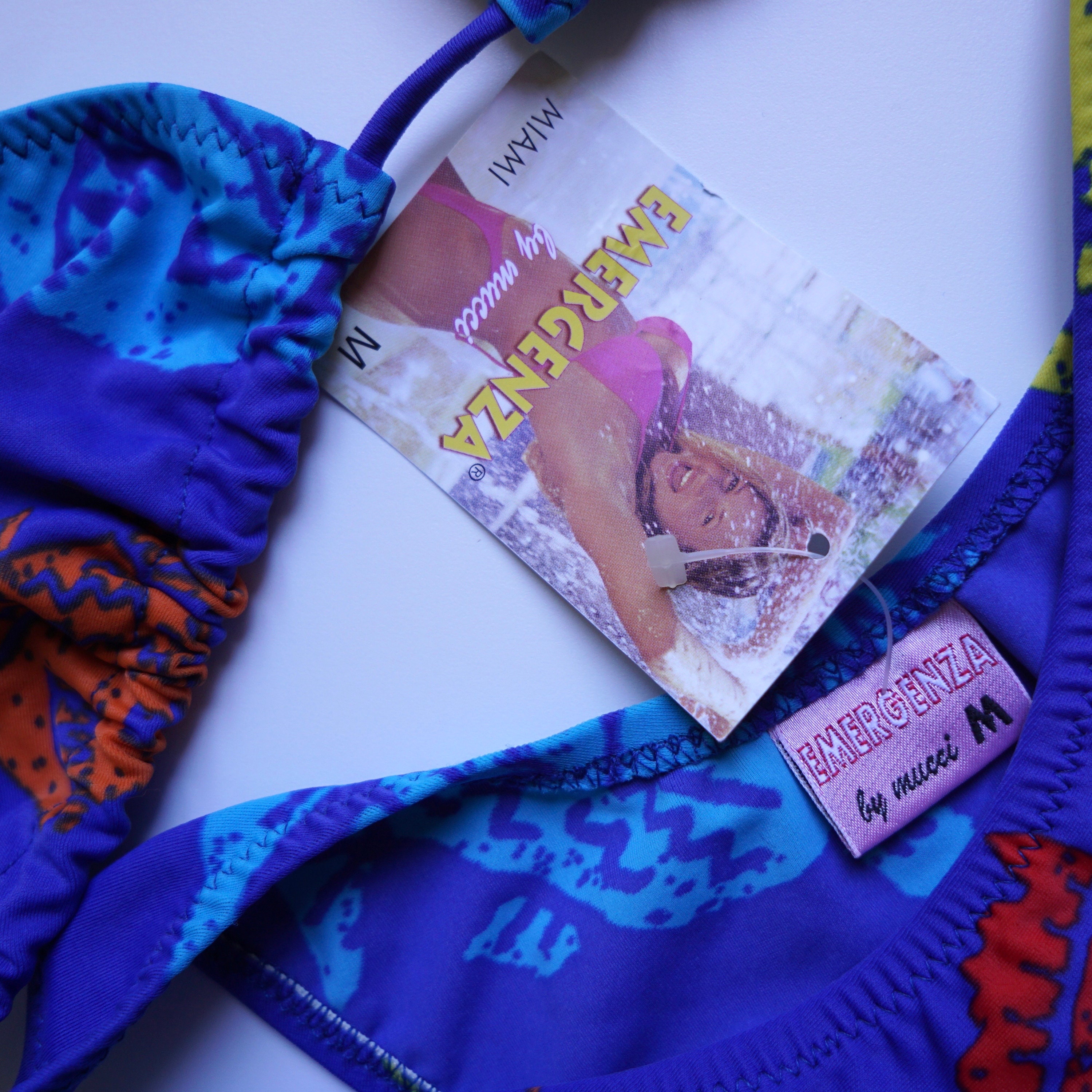 00s Y2k Piranhas Print Blue High Cut Bikini Set / Vintage Deadstock ...