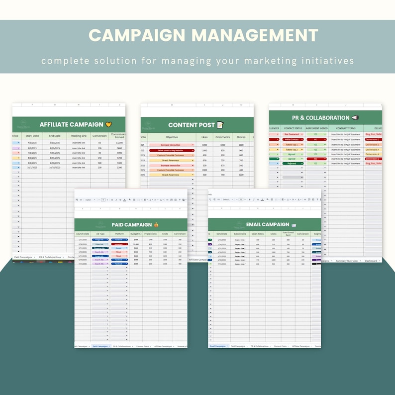 Marketing Campaign Management System: Excel & Google Sheets Template ...