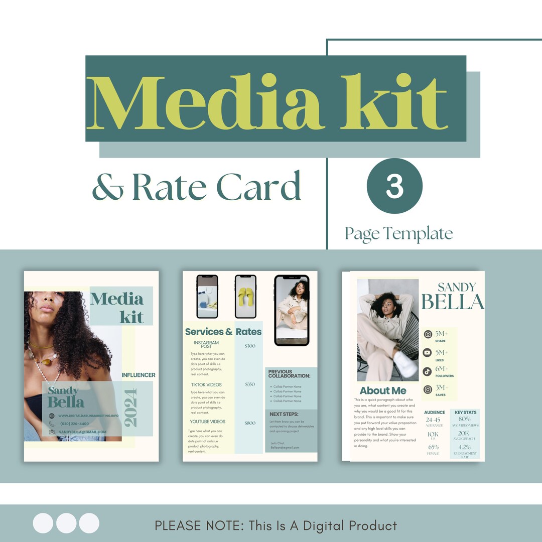Media Kit Canva Template| Influencer Rate Card| Social Media Kit for ...