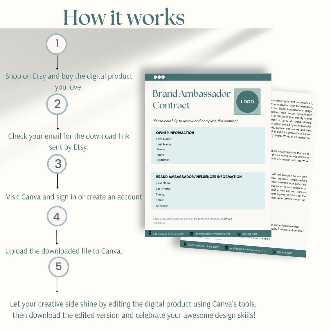 Editable Brand Ambassador Contract Template | Social Media Influencer ...