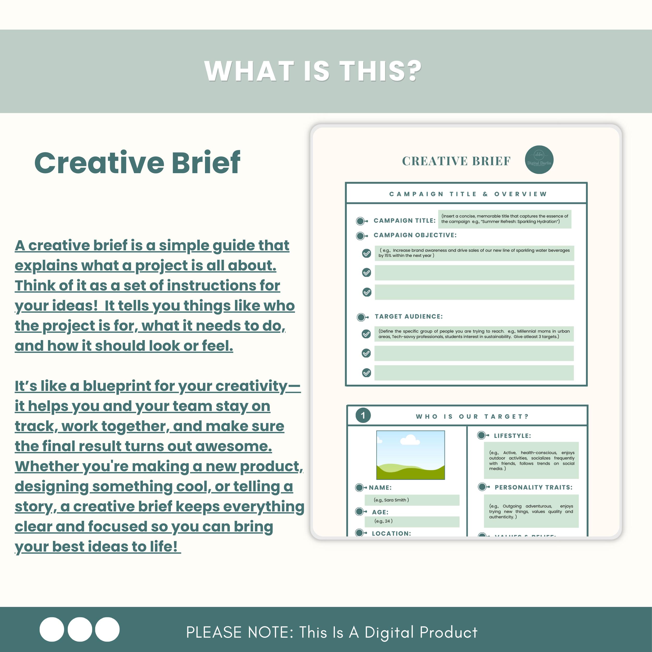 Creative Brief Template | Project Management | Creative Planner ...