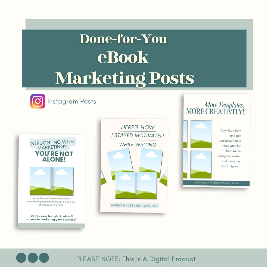Ebook Marketing Instagram Posts: 31 Canva Templates (digital Download ...
