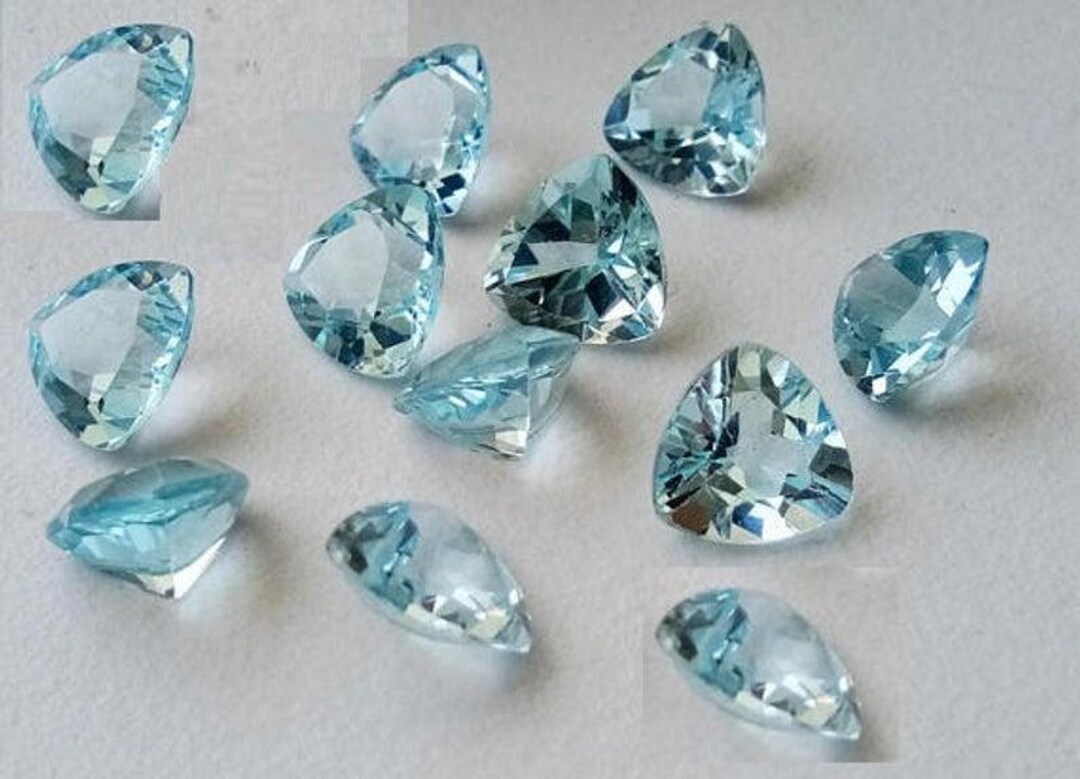 Natural Sky Blue Topaz Trillion Faceted Cut 5mm to 10mm Loose Gemstone ...