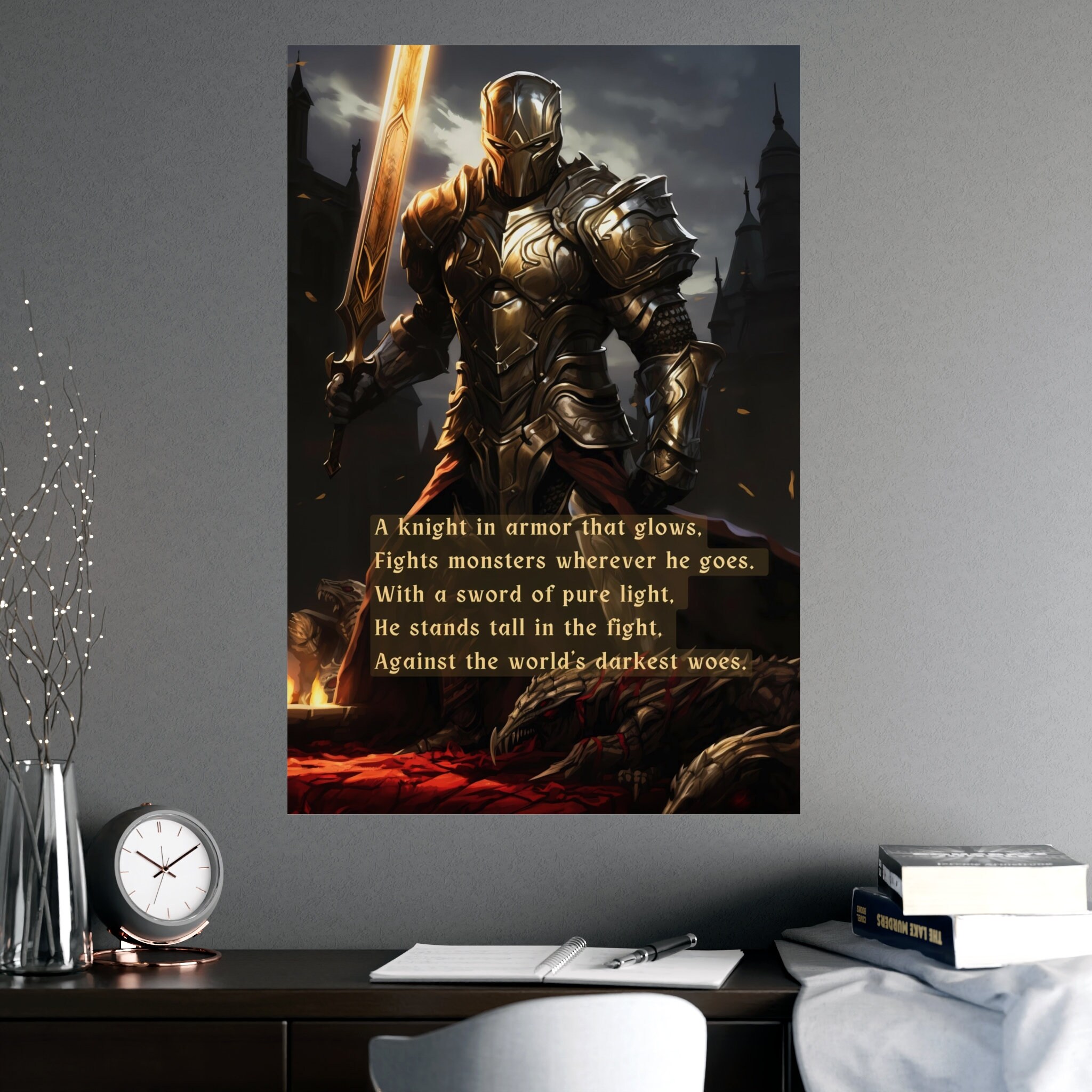 Fantasy Poster Wall Art Knight of Light Dungeons and Dragons Warrior ...